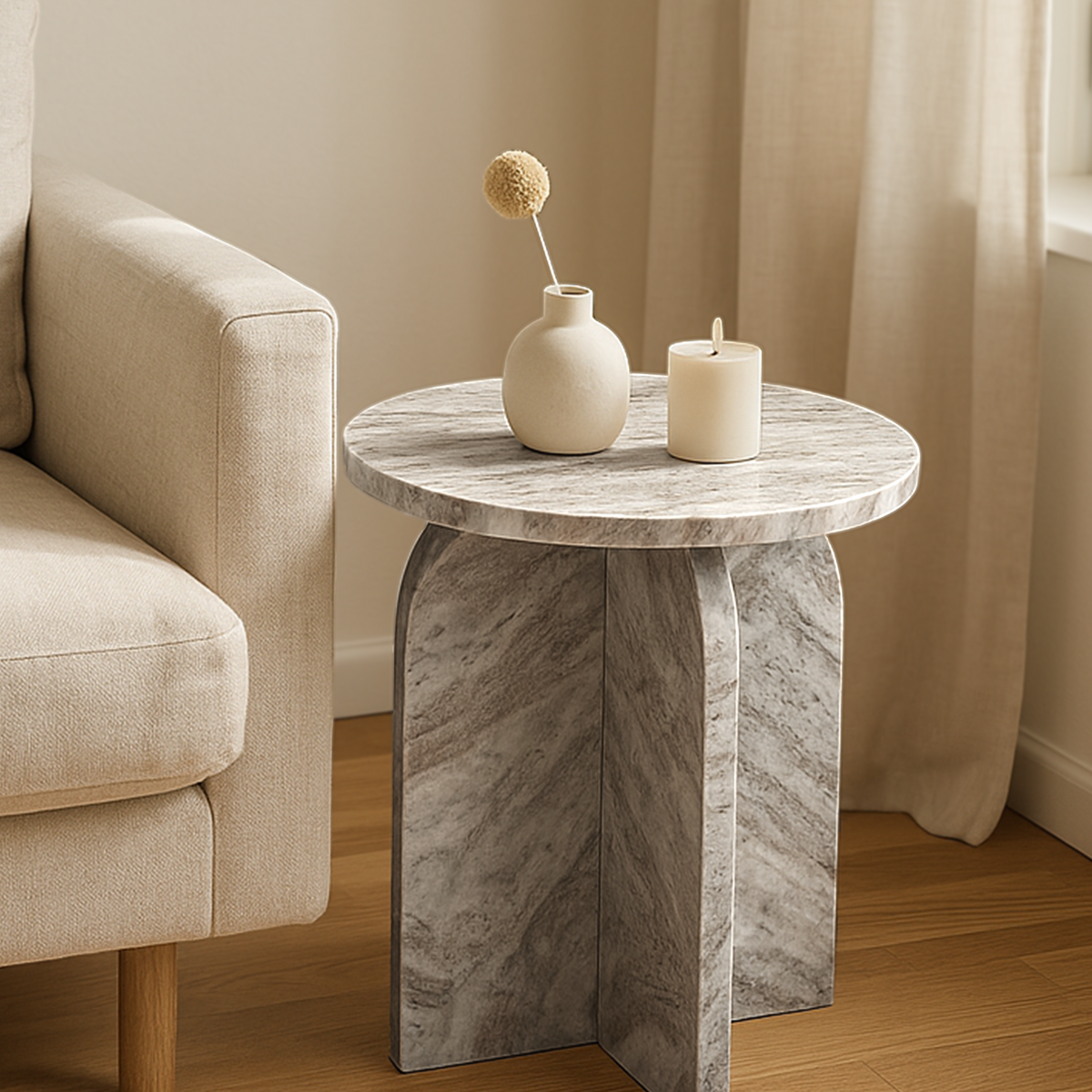 Petra Off-White Marble Side Table – FABLEROOM