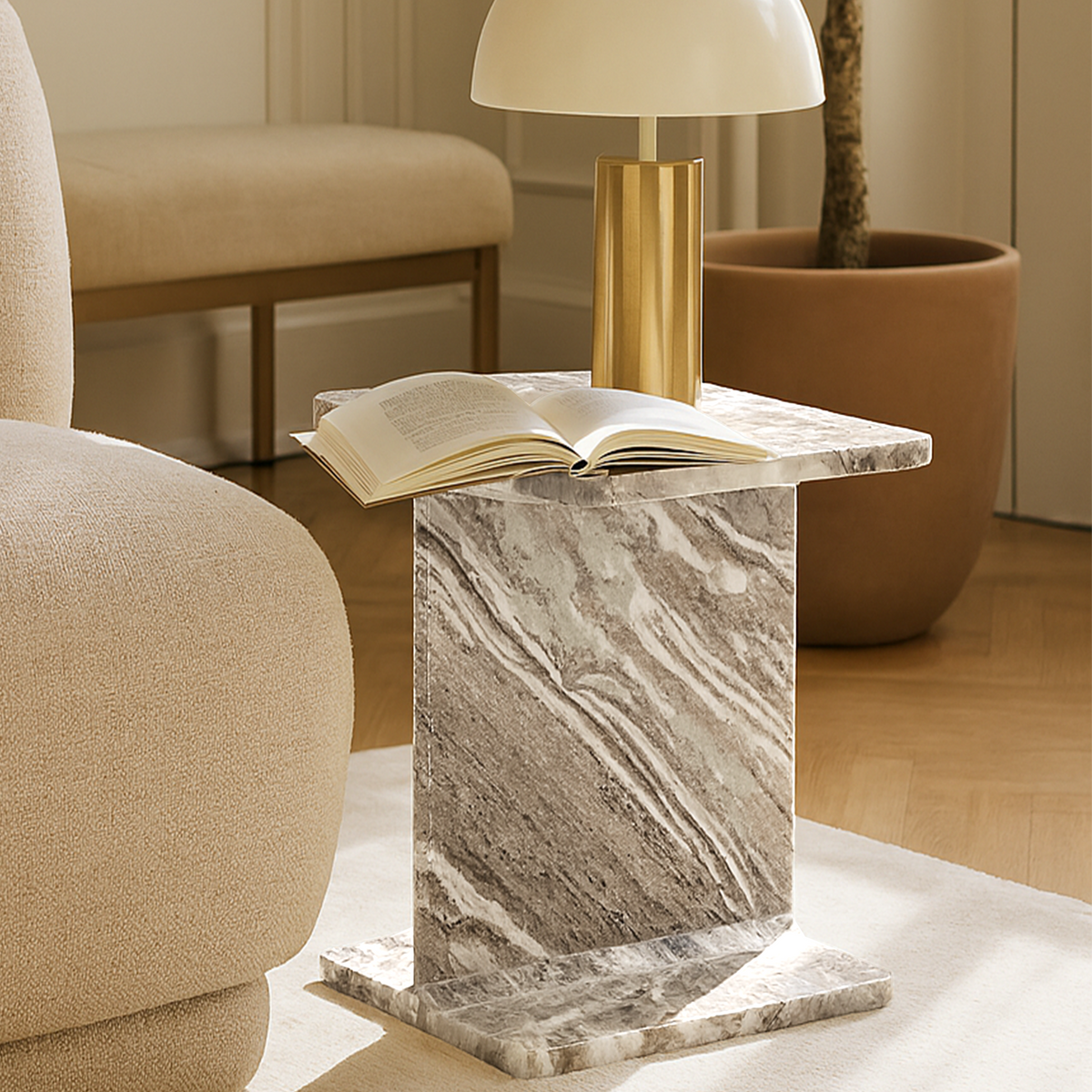 Cassian Grey Marble Side Table – FABLEROOM