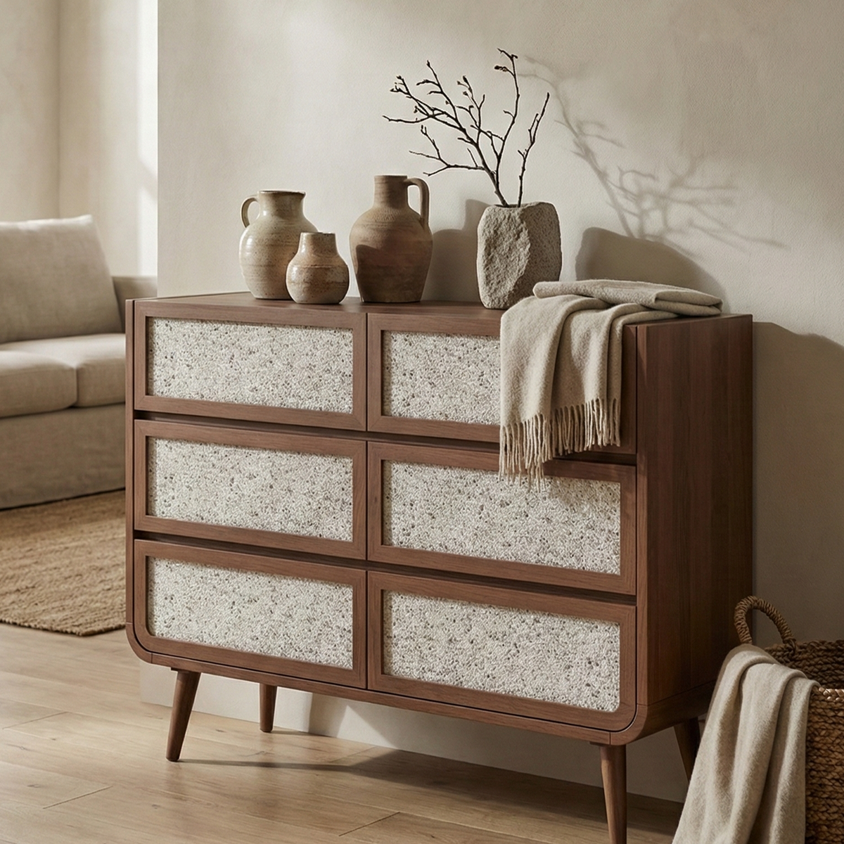Kael Six Drawer Chest - Walnut – FABLEROOM